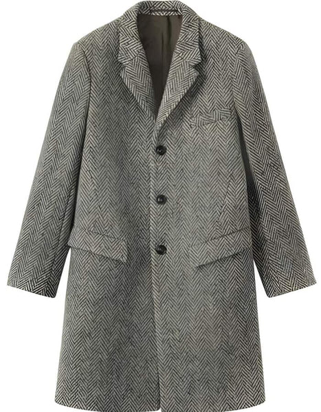 Coat Gray ~ Grey Herringbone ~ Tweed 95% Wool Overcoat ~ Long men's ...