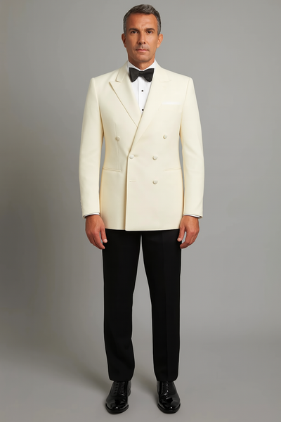 36 Ivory Double Breasted Tuxedo Dinner Jacket - Cream Dinner Jacket ...