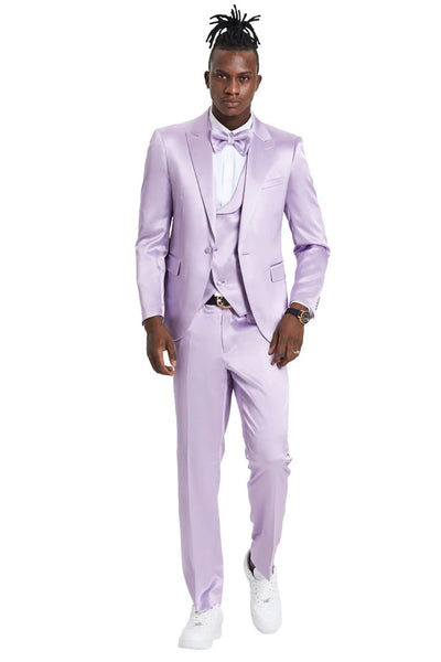 38 Men's One Button Vested Shiny Satin Sharkskin Prom & Wedding ...
