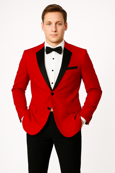 46 Mens Classic 2 Button Notch Lapel Red Tuxedo