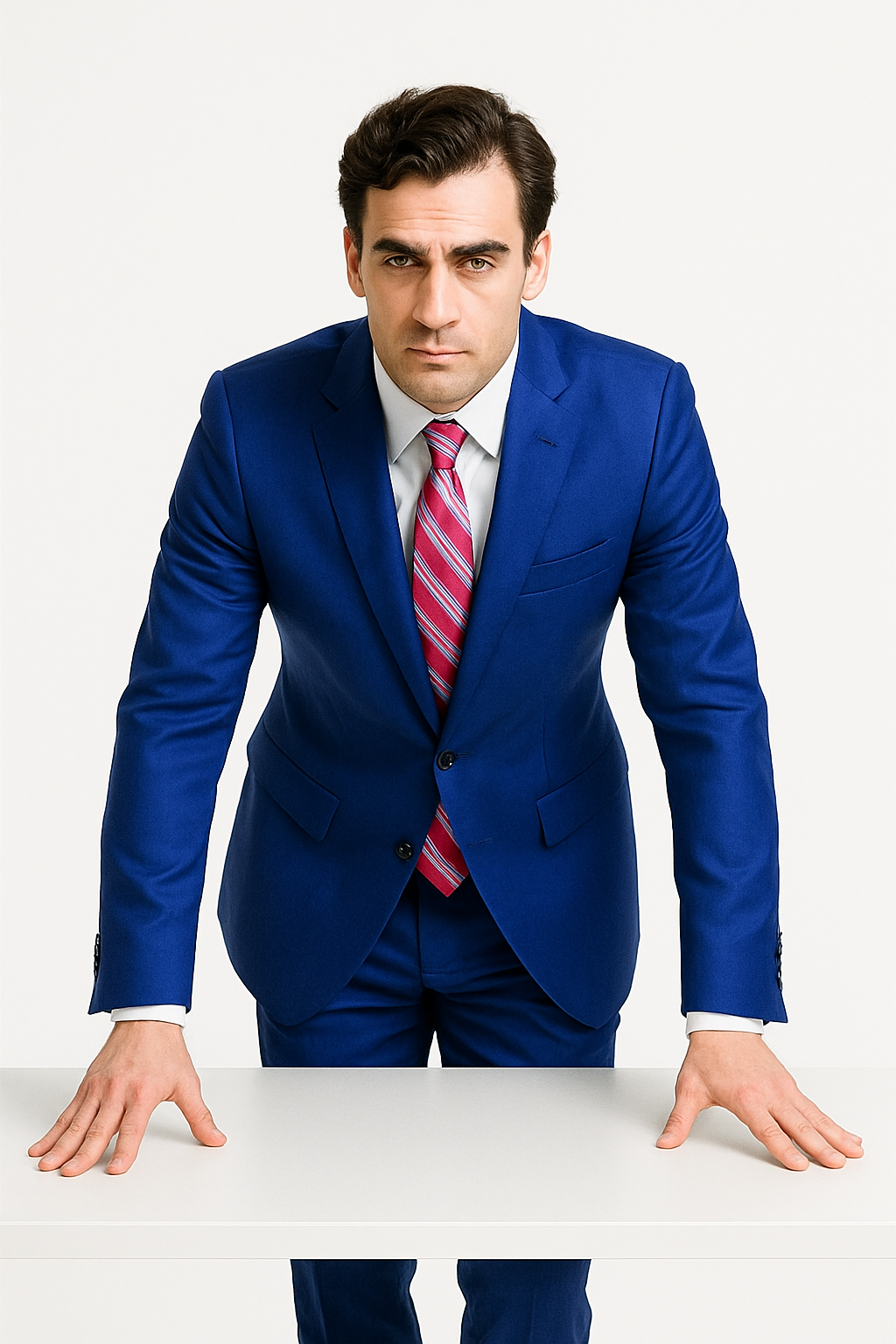 36 Mens Slim Fitted Shiny Sharkskin Suit in Royal Blue