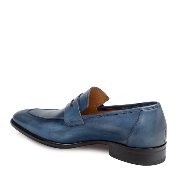 7.5 Mens Mezlan Classic Calfskin Slip on Penny Loafer Dress Shoe in Blue