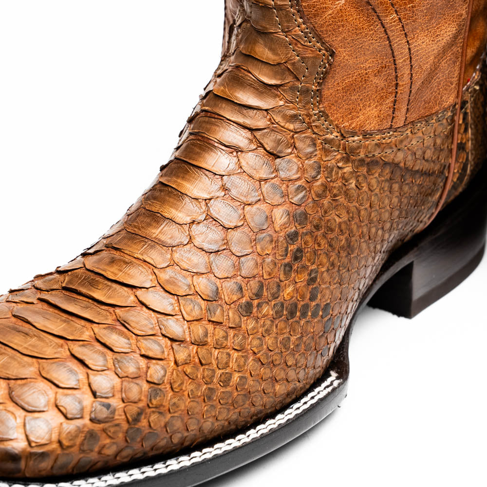 7 Marco Di Milano Missouri Cognac Python Square Toe Cowboy Boots