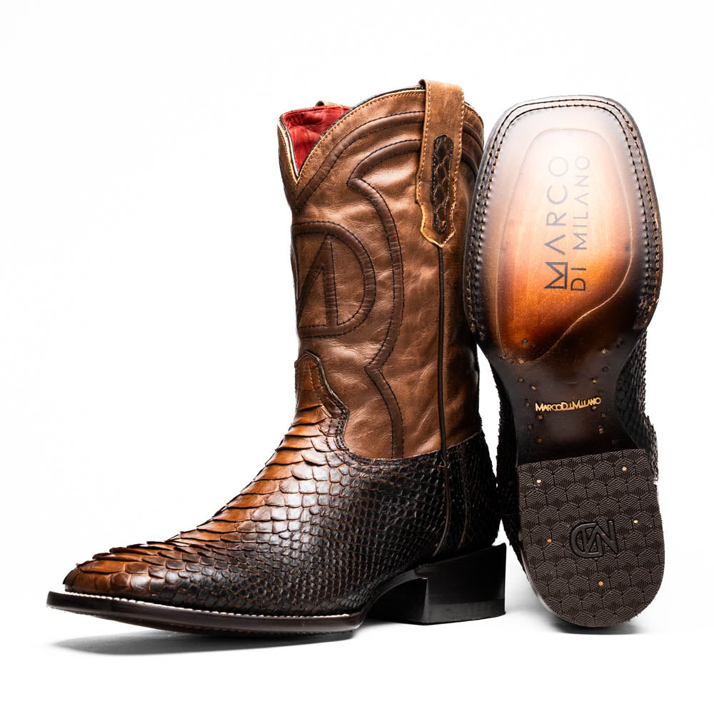 7 Marco Di Milano Missouri Lisboa Python Square Toe Cowboy Boots