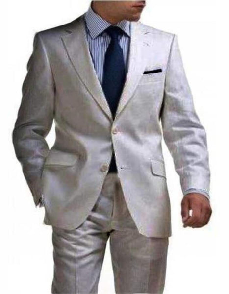 38 Linen Suit - Mens Summer Suits Silver Color - Beach Wedding