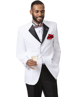 46 Mens Classic 3 Button Notch Lapel Tuxedo in White & Black