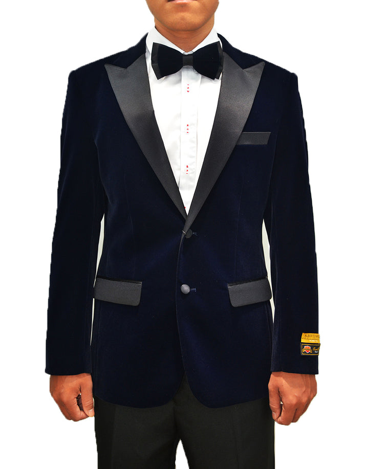 4X Mens Classic Velvet Tuxedo Dinner Jacket in Navy
